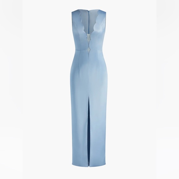 Commense | Dresses | Commense Scalloped Edge Blue Floor Length Dress ...